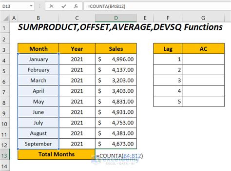 how to calculate autocorrelation in excel 2 ways exceldemy