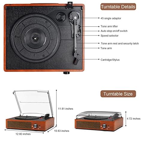 Lecteur De Vinyle Bluetooth Avec Haut Parleurs Pour Disques Vinyles