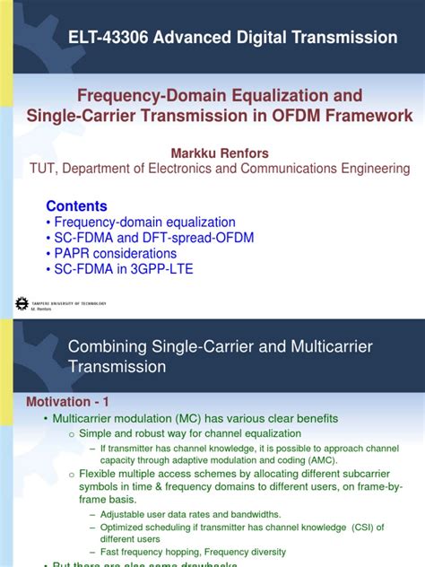 elt 43306 advanced digital transmission frequency domain equalization and single carrier