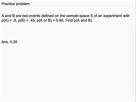 solved practice problem a and b are two events defined on