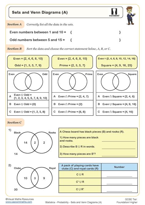 sets and venn diagrams a worksheet printable pdf worksheets