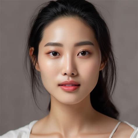 Ein Schönes Chinesisches Mädchen Frontview Mit Reicher Hautstruktur Frisches Aussehen Premium Foto
