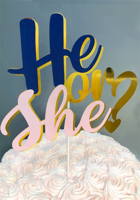Buy Navy And Pink Gender Reveal Cake Topper He Or She Cake Topper Navy
