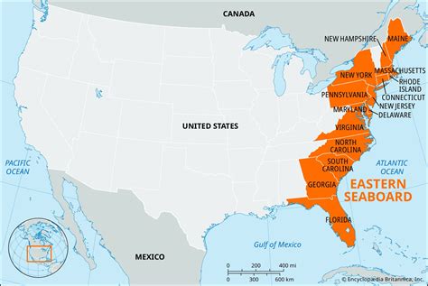 Us Eastern Seaboard Map Winne Karalynn