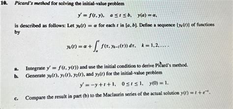 solved picard s method for solving the initial value problem