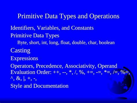 PPT Primitive Data Types And Operations Identifiers Variables And