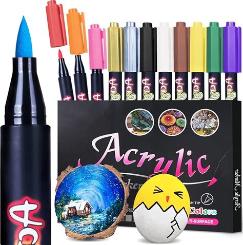 STANBLUE Acrylstifte für Steine Wasserfest 12 Farben Steine bemalen Set