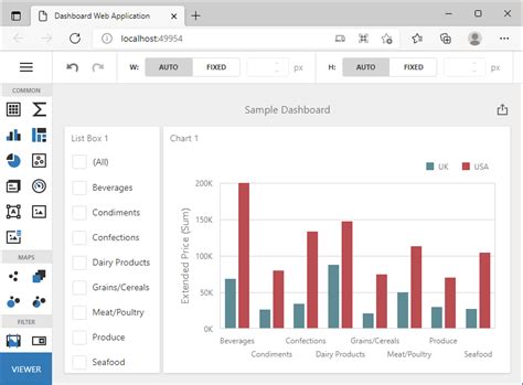 create an asp web forms dashboard application using the template gallery business