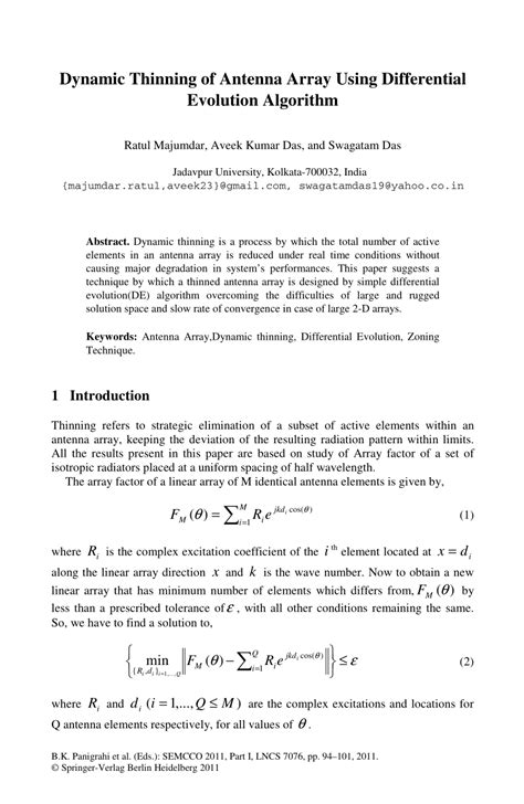 pdf dynamic thinning of antenna array using differential evolution algorithm