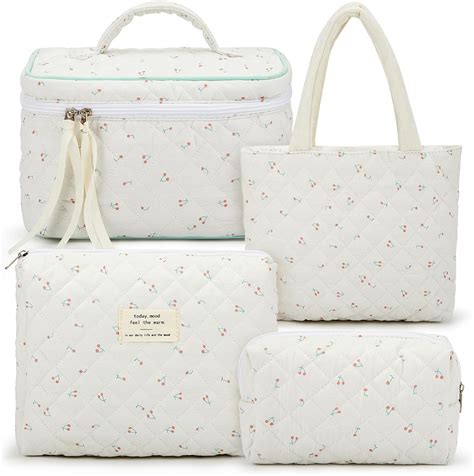 Amazon Silkfly Pcs Cosmetic Bags Set Cotton Quilted Makeup Bag
