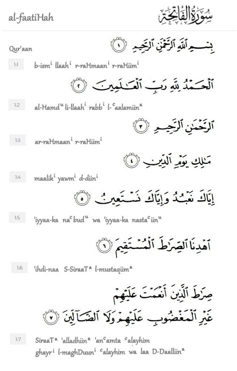 Ini Bacaan Surah Al Fatihah Tulisan Arab Latin Terjemahan Bahasa The