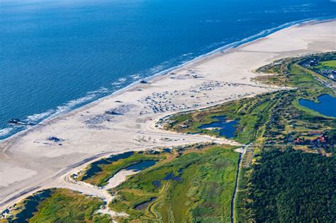 Sankt Peter Ording Aus Der Vogelperspektive Sandstrand Landschaft An