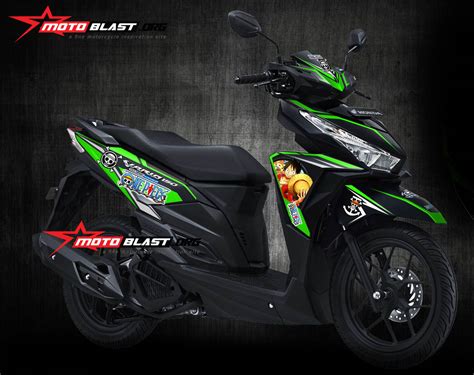 Modifikasi Striping Honda Vario Black One Piece Green Motoblast