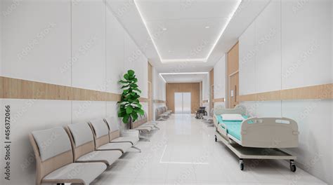 D Rendering Interior Hospital Modern Design Counter And Waiting