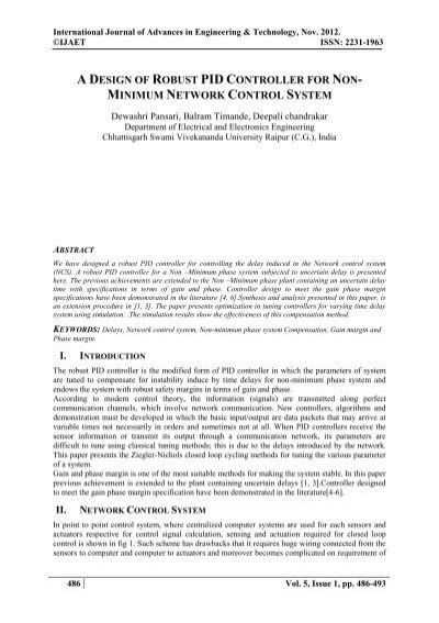 a design of robust pid controller for non minimum