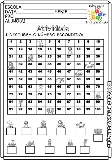 Sequência numérica Atividade para trabalhar sequência numérica
