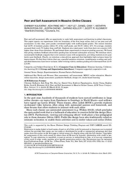 pdf peer and self assessment in massive online classes huy le