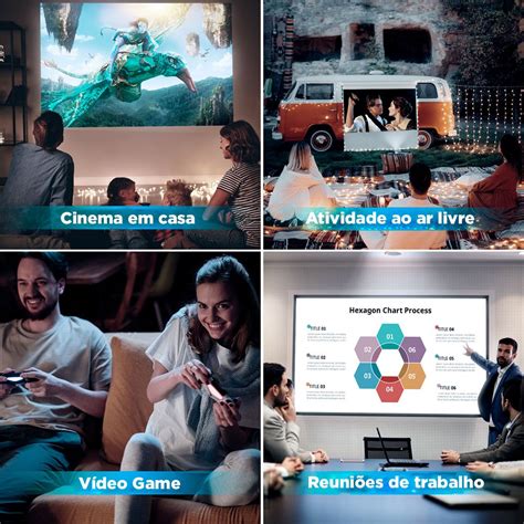 Projetor portátil Wewatch V50 1080p Wifi 5G e Bluetooth 15000 Lúmens