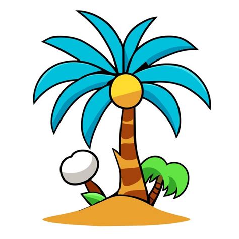 Gráfico vectorial detallado de palmera aislada en blanco Vector Premium