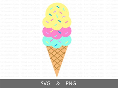 Scoop Ice Cream Cone SVG Cut File Clipart E280 Svg Dxf Png Includes