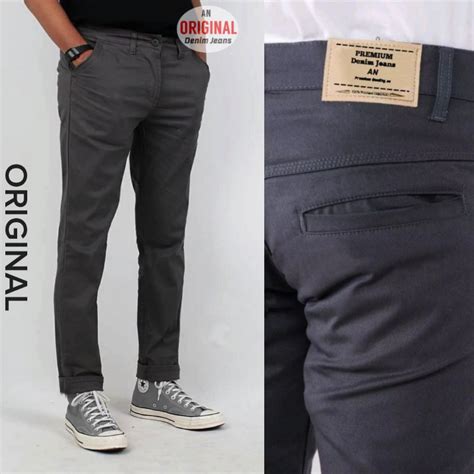 Jual Celana Chino Slim Fit Melar Stretch Tebal Panjang Pria Celana