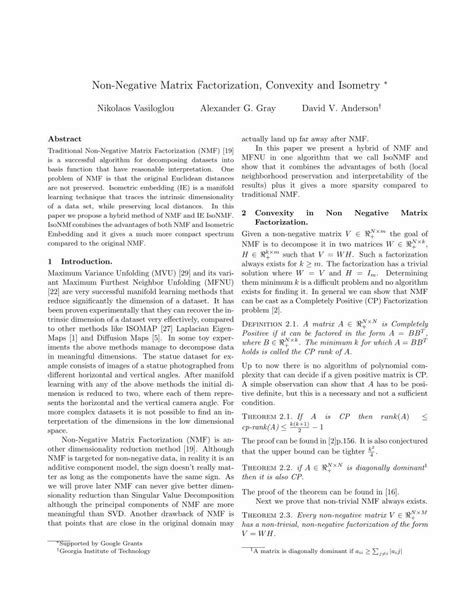 pdf non negative matrix factorization convexity and isometry dokumen tips