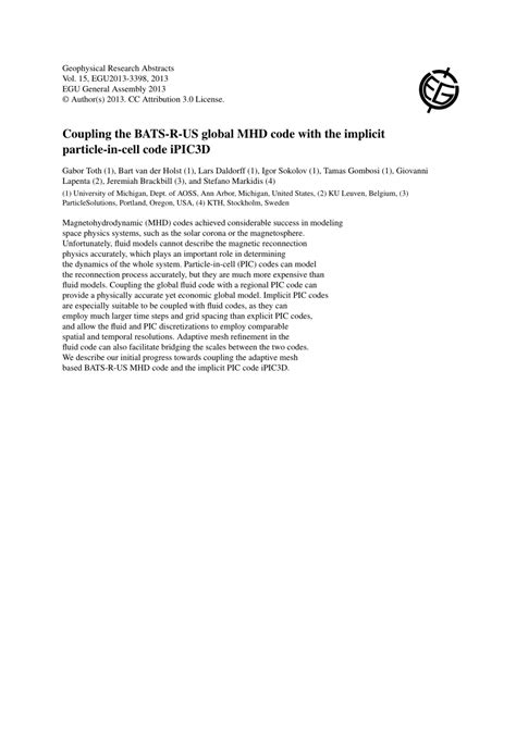 pdf coupling the bats r us global mhd code with the implicit particle in cell code ipic3d