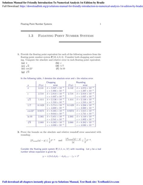 solutions manual for friendly introduction to numerical analysis 1st edition by bradie pdf