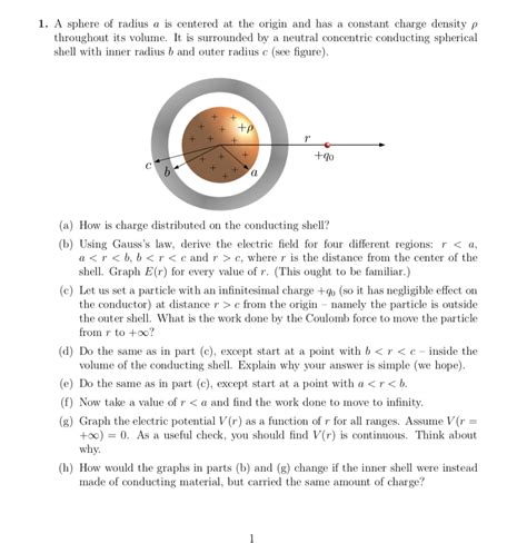 solved 1 a sphere of radius a is centered at the origin and