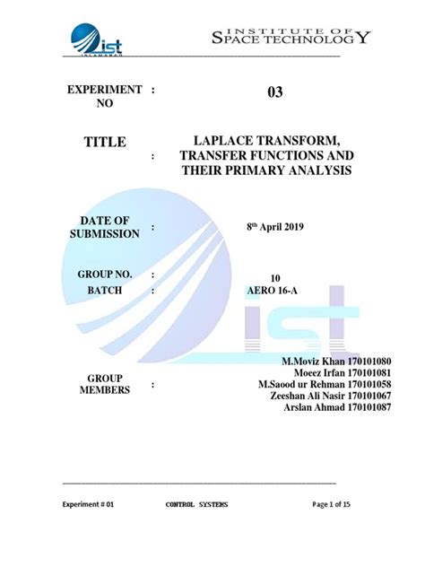 analysis of laplace transforms transfer functions and their applications in control systems