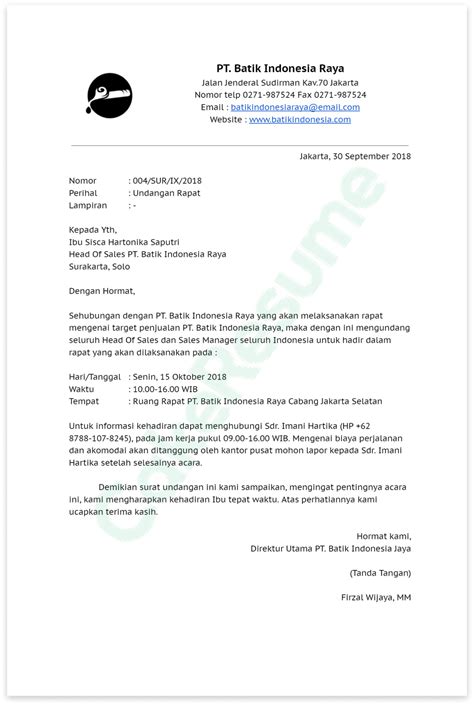 6 Contoh Surat Undangan Rapat Dan Cara Membuatnya CakeResume