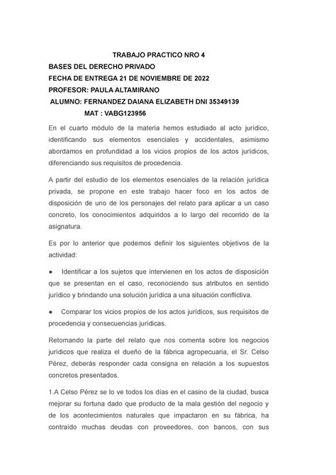TP4 Trabajo Practico TRABAJO PRACTICO NRO 4 BASES DEL DERECHO