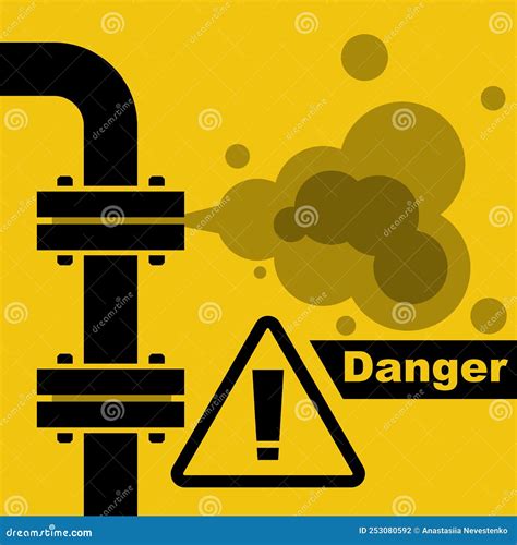 Gas Leak Warning Sign Pollution Gas Pipe Icon Sign Vector Illustration