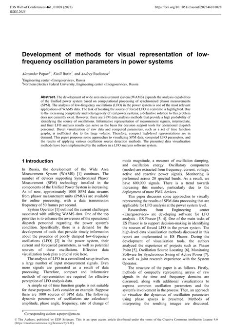 pdf development of methods for visual representation of low frequency oscillation parameters