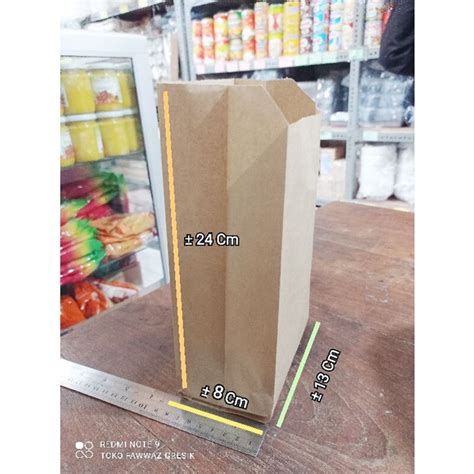 Jual Kantong Kertas Paper Bag 13x25x8 Cm Grade Coklat Kraft Putih Polos