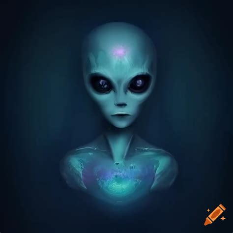 Portrait Of A Mysterious Grey Alien With Cosmic Eyes On Craiyon