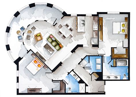 Real Estate Watercolor D Floor Plans Part Behance