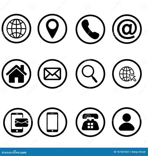 Contact Us Icons Vector Set Web Sign Illustration Collection