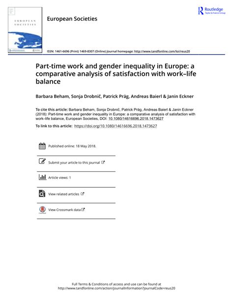 pdf part time work and gender inequality in europe a comparative analysis of satisfaction