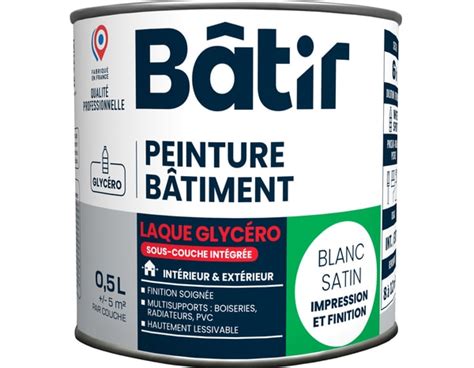 Peinture laque glycero multisupports 0 5 L Blanc satin Brico Dépôt