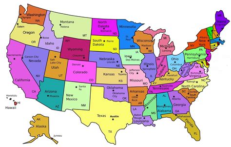 United States Map Labeled Abbreviations