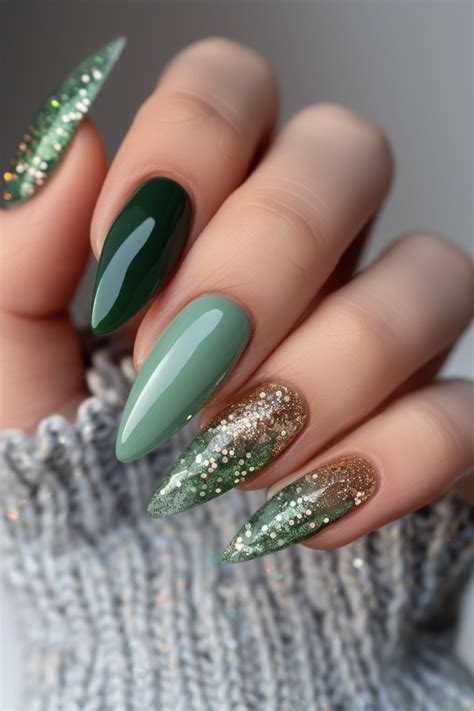22 Gorgeous Sage Green Glitter Nail Designs To Try NeedleStar