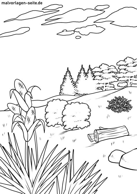 Malvorlage Landschaft Ausmalbild Kostenlos Herunterladen