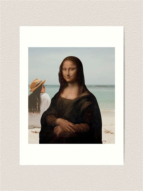Funny Mona Lisa Art With Funny Background Beach Shore Stickers Wall