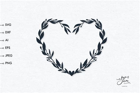 Floral Heart SVG Heart Wreath Svg Flower Frame Svg