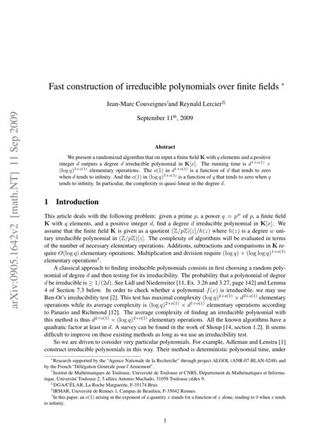 pdf fast construction of irreducible polynomials over finite fields version of 22 apr