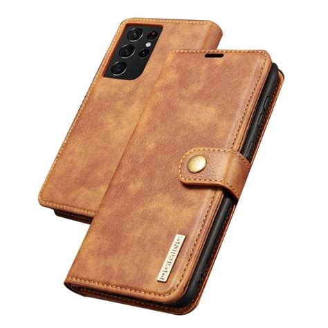 DG Ming 2 i 1 Lommebok deksel I Lær Samsung Galaxy S21 Ultra 5G brun