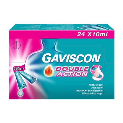 Gaviscon Liquid Sachets Double Action 10ml X 24pk Exp 09 2024
