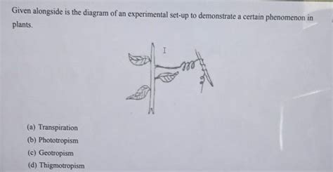 Given Alongside Is The Diagram Of An Experimental Set Up To Demonstrate A