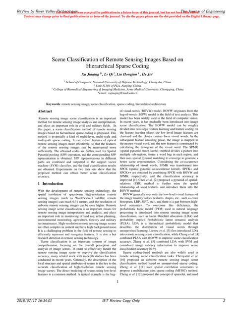 pdf scene classification of remote sensing images based on hierarchical sparse coding
